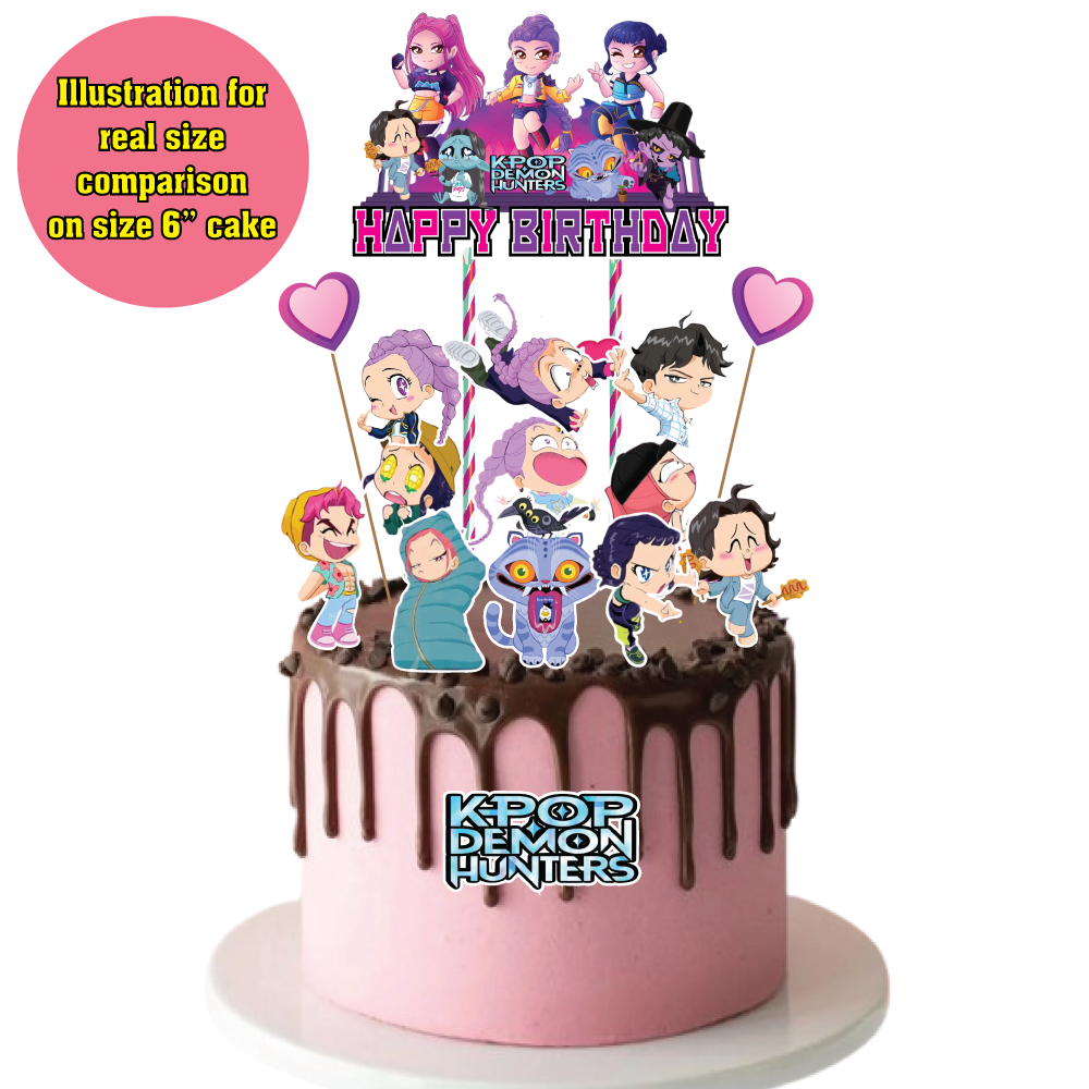 KPOP DEMON HUNTER High Quality Paper Cake Topper Kek Cake Decor Cupcake ...