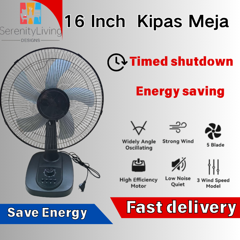 Kipas Meja 16 Inch kipas Mini Table Fan 5 Blades Home mute Kipas Angin kuat/ Kipas Duduk desk ...