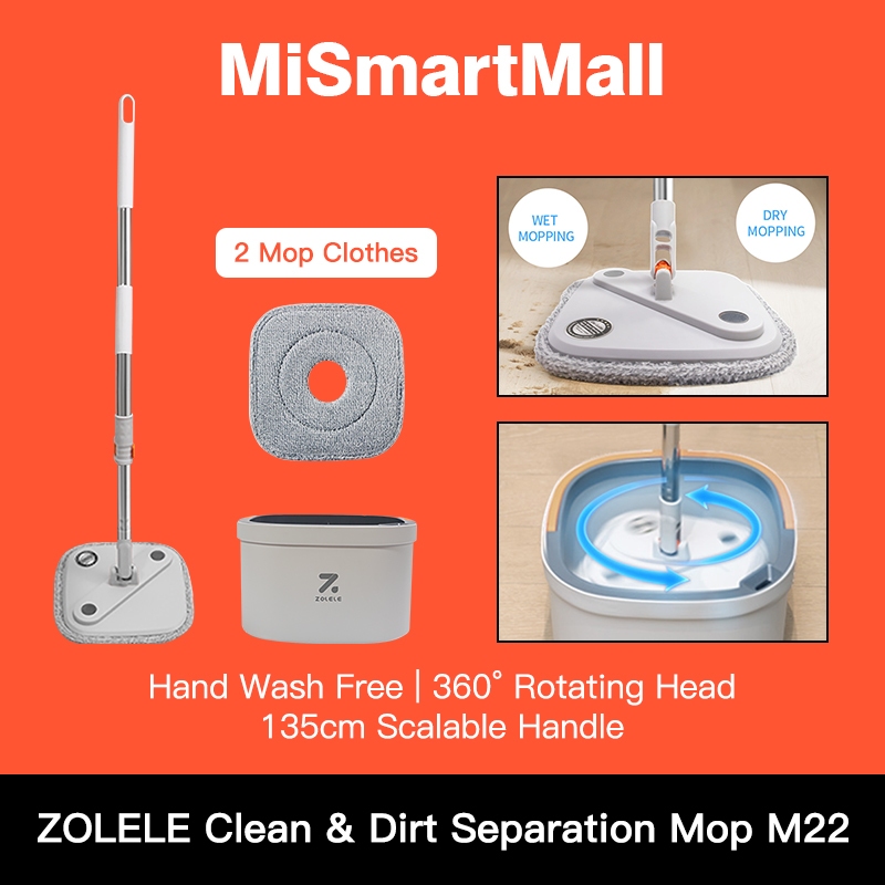 Zolele M22 Spin Mop Set With Bucket Magic Rotating Mop No Hand-Washing ...