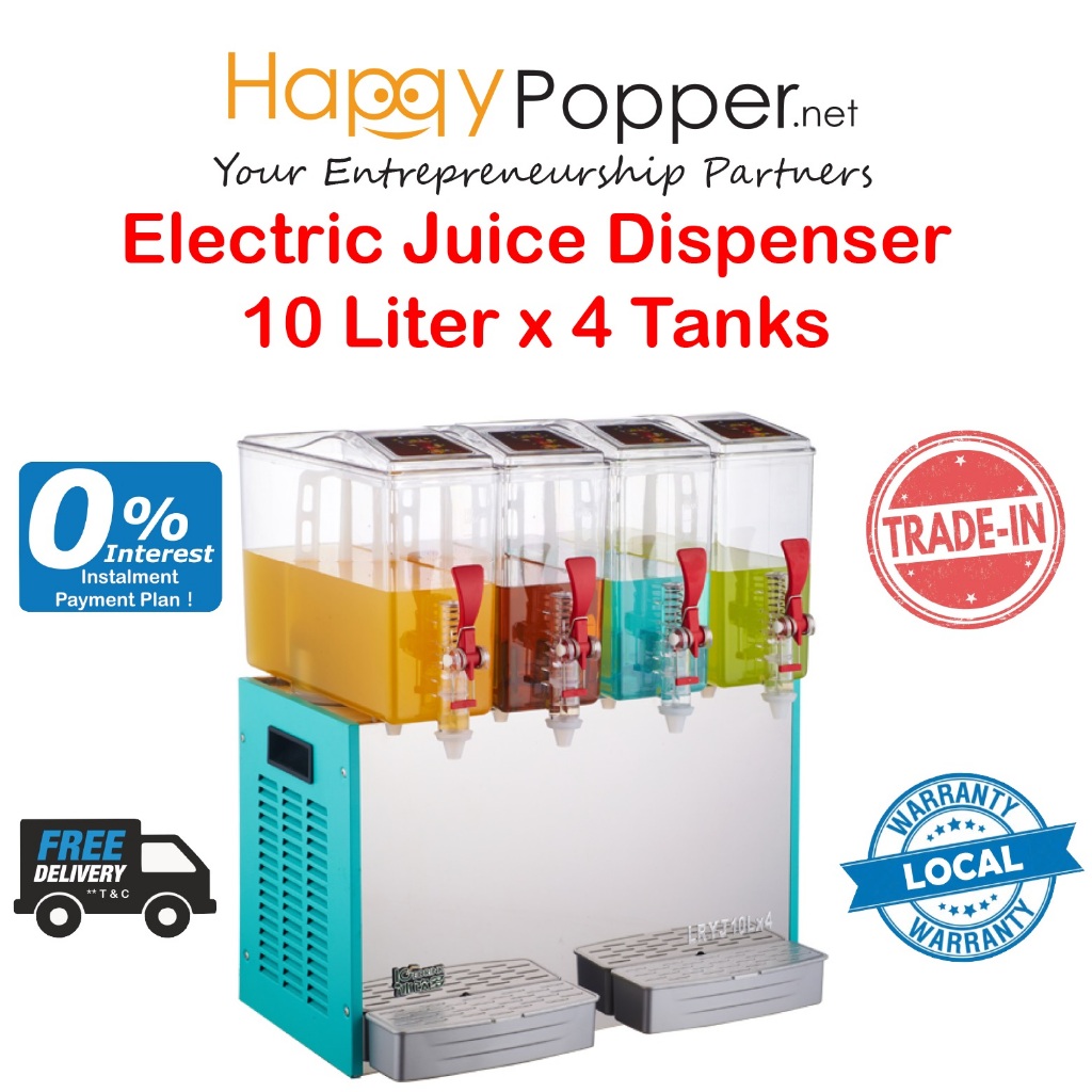 Happypopper Commercial Mesin Fruit Juice Dispenser 10 Liter x 4 Tank ...