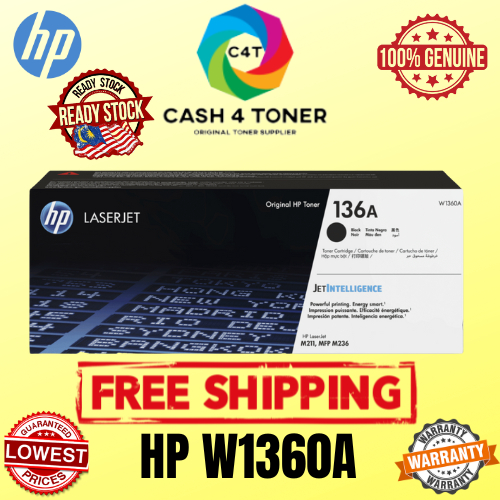 GENUINE HP 136A / 136X / W1360A / W1360X Black Original LaserJet Toner ...
