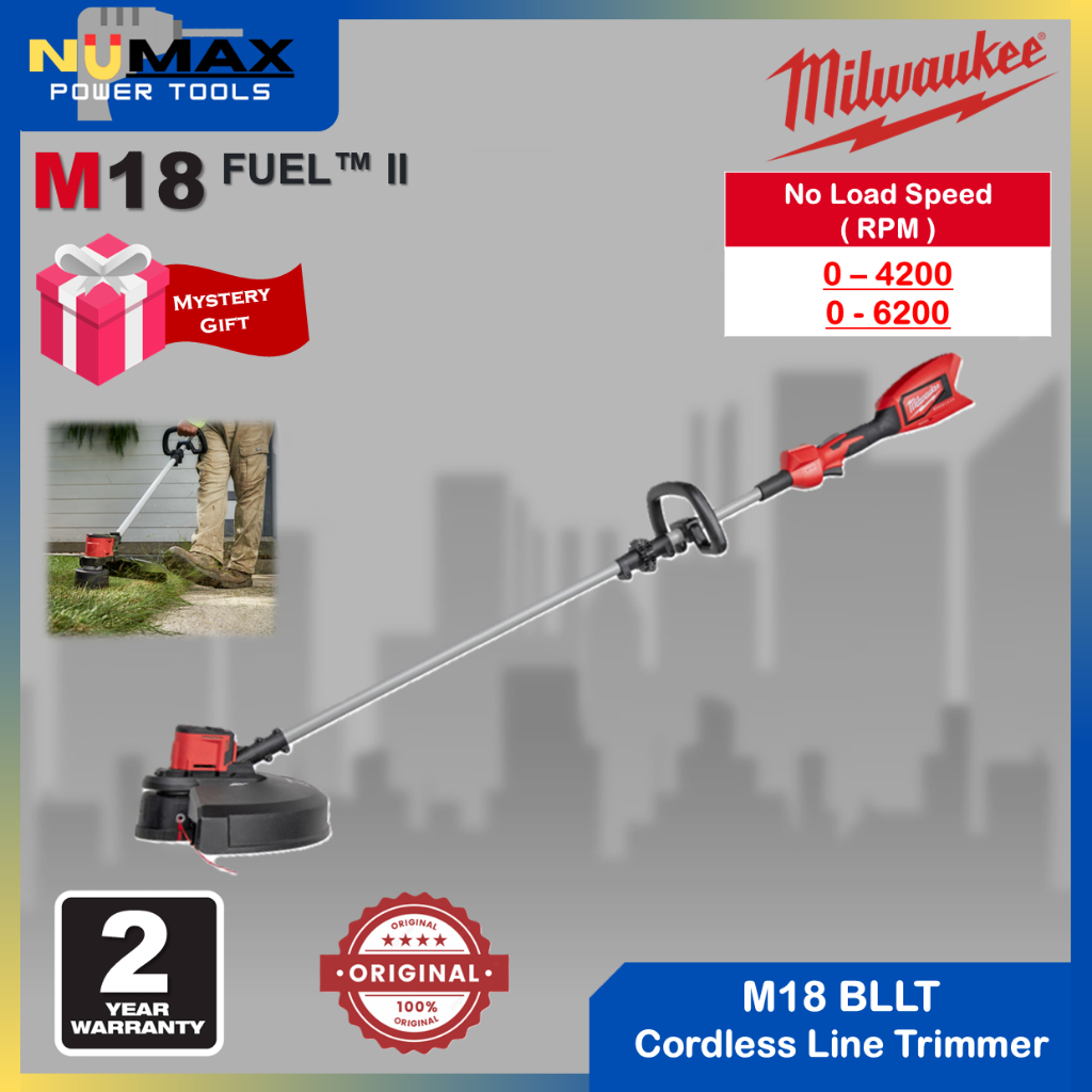 Milwaukee M18 BLLT-0 GEN II Cordless Brushless Line Trimmer Grass ...