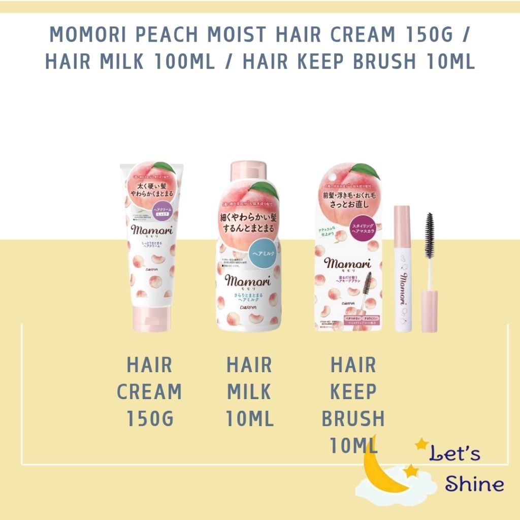 Momori Peach Moist Hair Cream 150g / Hair Milk 100ml / Hair Keep Brush ...