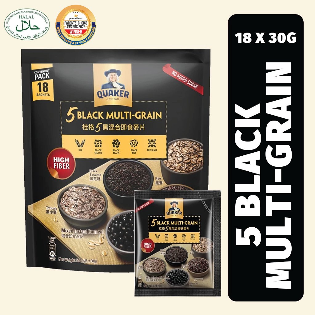 [Sachet] Quaker Five Black Multigrain Mix Oat 30gx18s 桂格五（5）黑混合即食燕麦片 ...