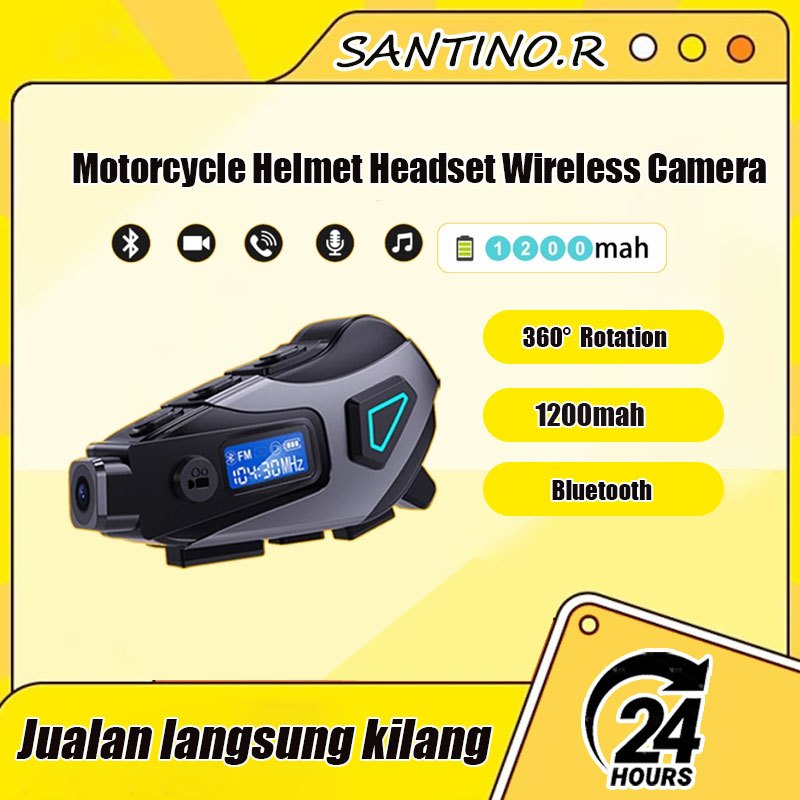 Motorcycle Helmet Headset Wireless Camera Recorder 1080P HD Video FM ...