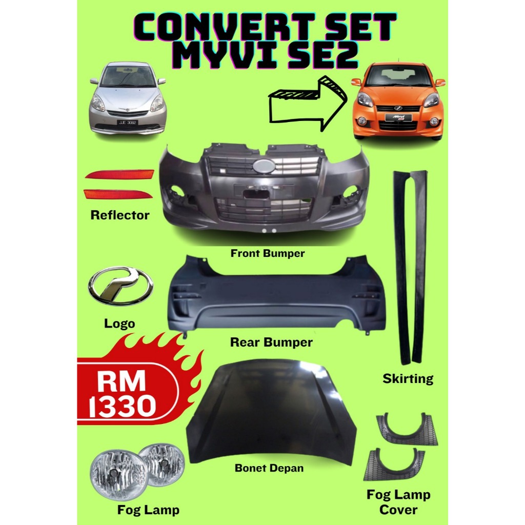 Bodykit Combo Perodua Myvi 2005 2007 2008 Bumper Convert To Myvi 2008 ...