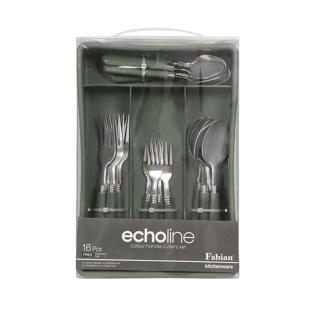 Fabian Colour Plastic Handle Echoline Cutlery Set -Green (16 Pcs) | Shopee Malaysia