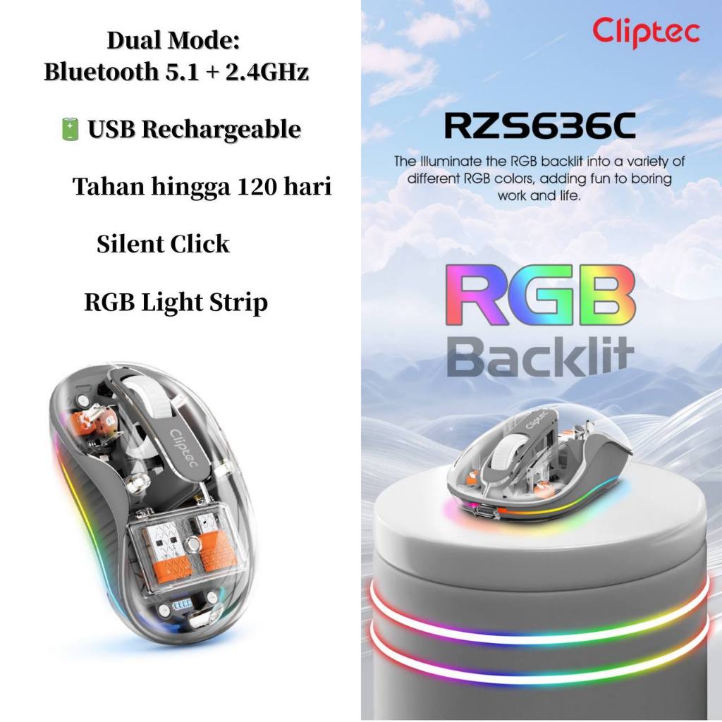 CLiPtec RZS636C Wireless Mouse | Tetikus Tanpa Wayar RGB Rechargeable ...