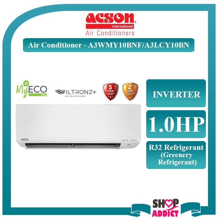Acson REINO SERIES R32 Inverter Air Cond A3WMY10BNF 1.0HP I A3WMY15BNF 1.5HP I A3WMY20BNF 2.0HP ...