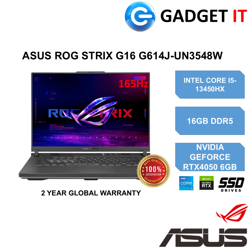 ASUS ROG STRIX G16 G614J-UN3548W GAMING LAPTOP (I5-13450HX,16GB,1TB,16 ...