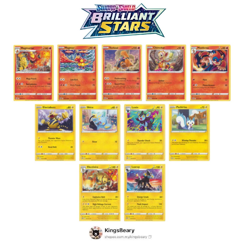 Brilliant Stars | Fire Electric type Pokemon Common / Uncommon / Rare ...