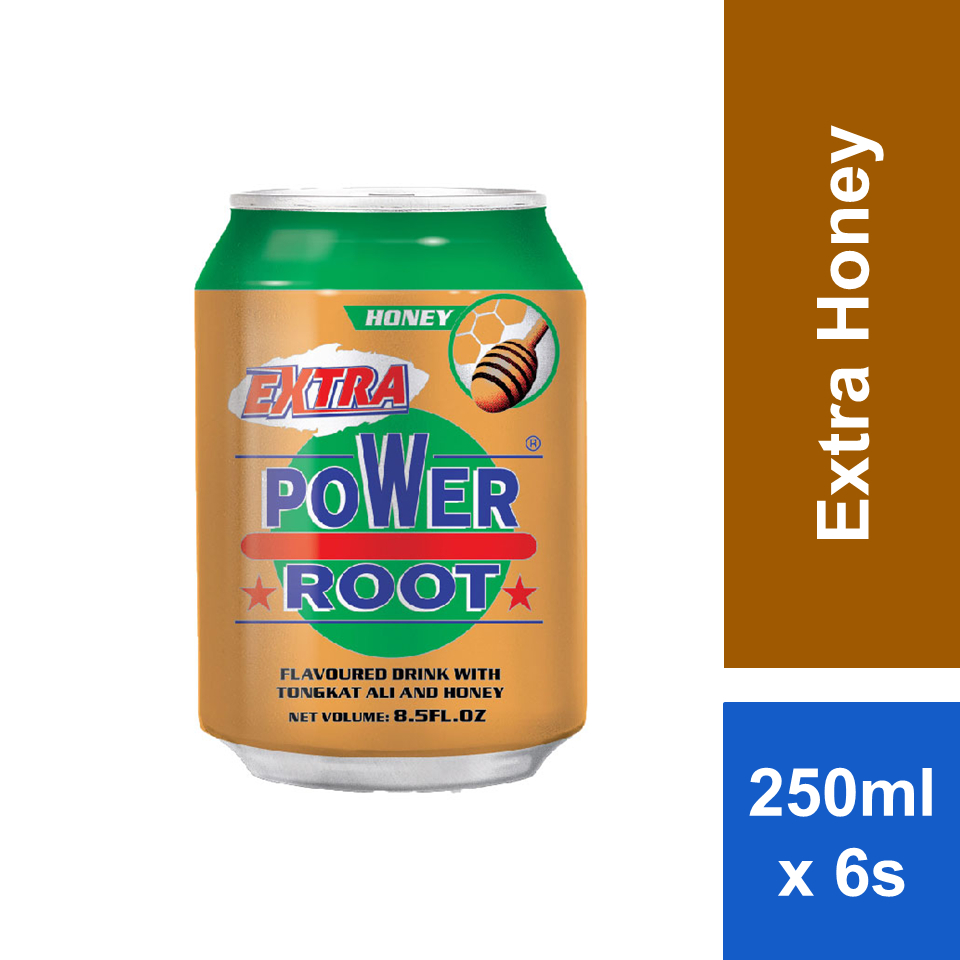 POWER ROOT Extra Honey Tongkat Ali Cans Drink 250ml x 6 cans (HALAL ...