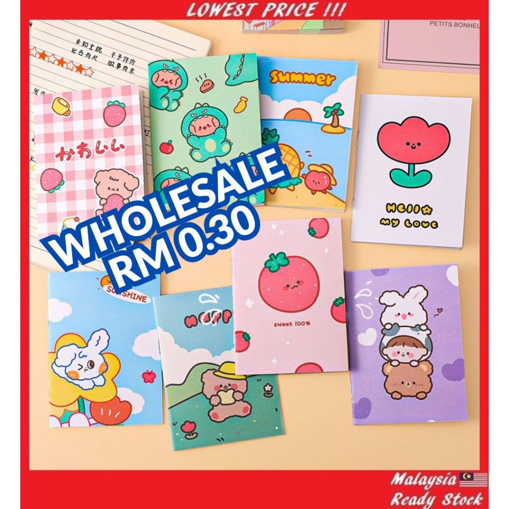 Mini Notebook Cute Cartoon Small Stationary Notepad Gift Note Book Buku ...