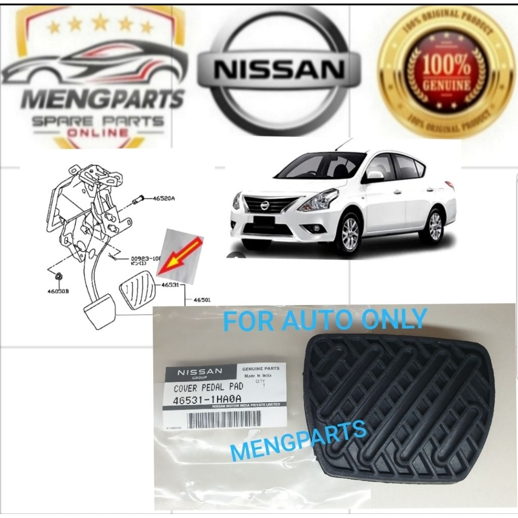 ORIGINAL 💯% NISSAN ALMERA N17 BRAKE PEDAL PAD/ BRAKE PEDAL RUBBER (AUTO ...