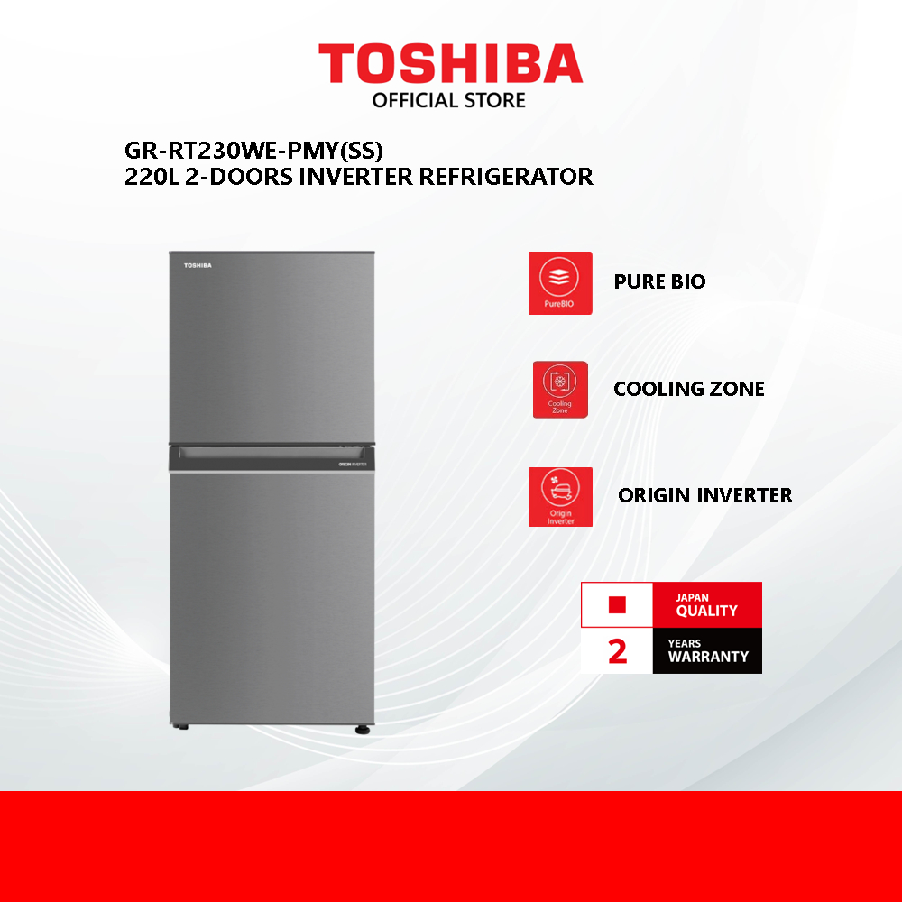 Toshiba GR-RT230WE-PMY(SS) 220L 2 Doors Inverter Refrigerator (Silver ...