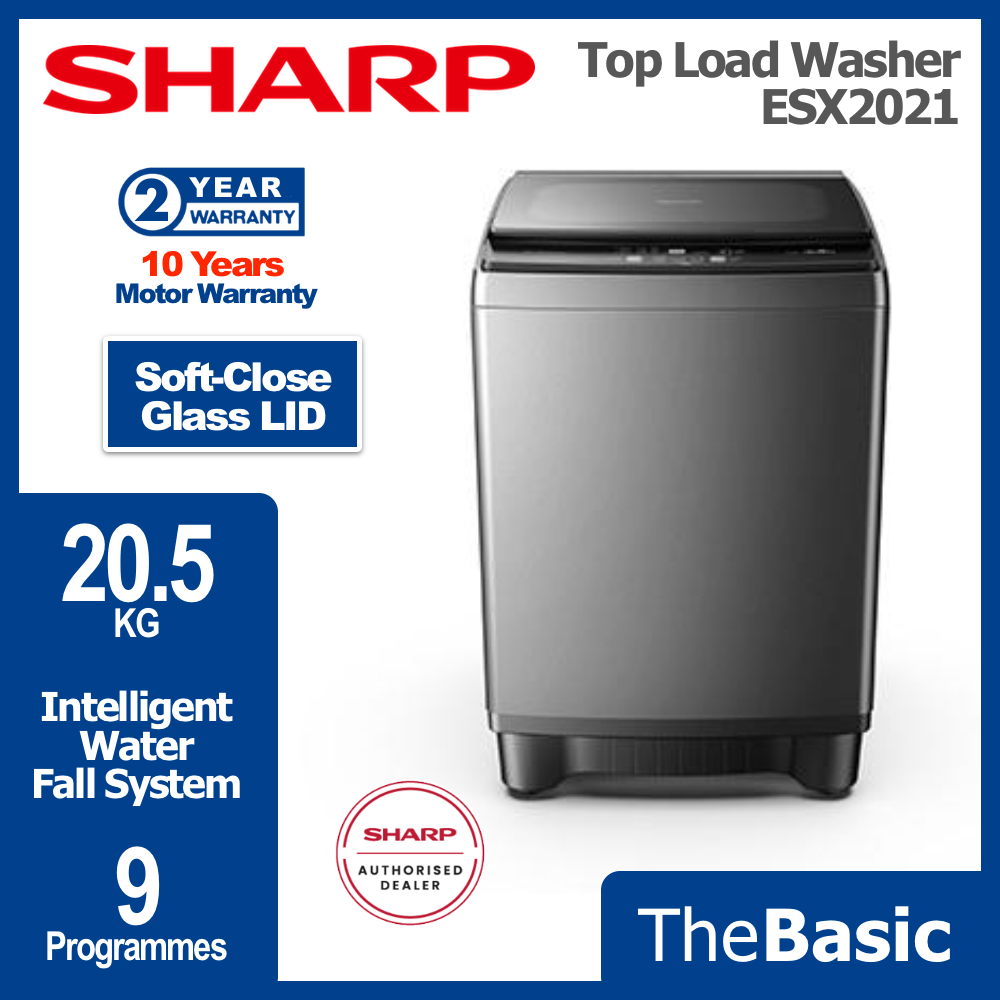 SHARP 10.5KG - 20.5KG Top Load Washer Fully Auto Washing Machine Glass ...