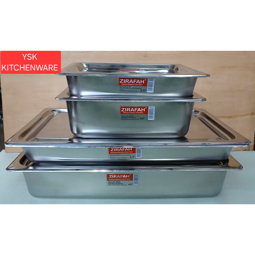 Zirafah S.Steel Food Pan Half Size & Full Size (2.5 Inch & 4 Inch)(NOT ...