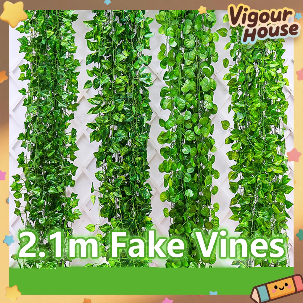 2.1m Fake Vines Room Decor Artificial Ivy Garland with Clip Green ...