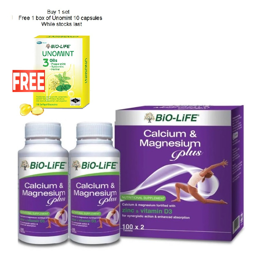 BIO-LIFE CALCIUM & MAGNESIUM PLUS 100s/2x100s ( Exp07/2026)Free 1 Box ...