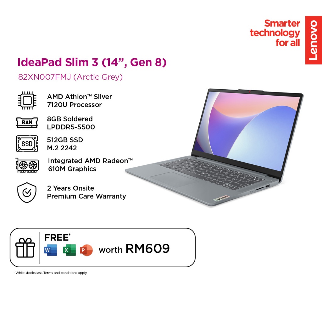 LENOVO IDEAPAD 1 82VG00KMMJ (15.6') 7FMJ-GREY (14') Athlon|610M GPU|8GB ...