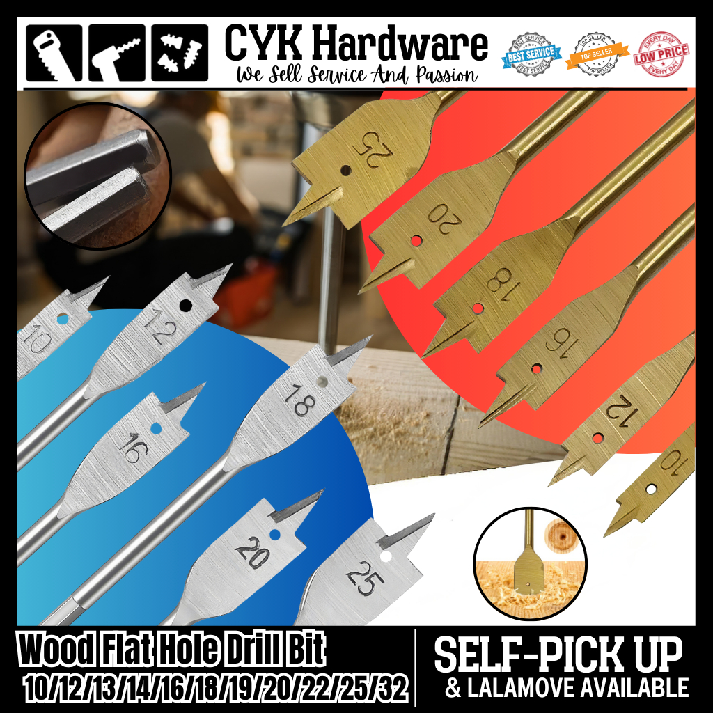 Spade Paddle Flat Wood Boring Drill Bit Set Titanium Coated Paddle Flat ...