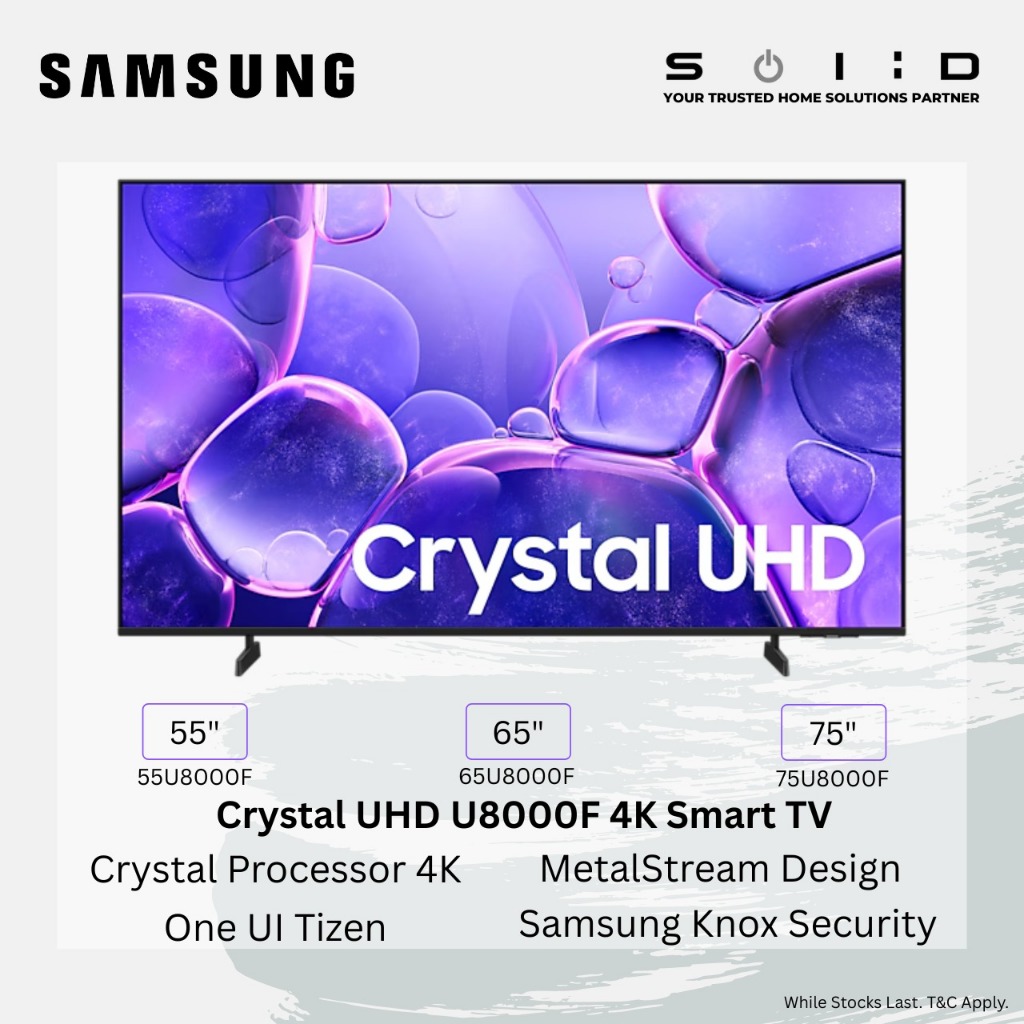 Samsung 55"/65”/75" Crystal UHD U8000F 4K Smart TV (2025) | Shopee Malaysia