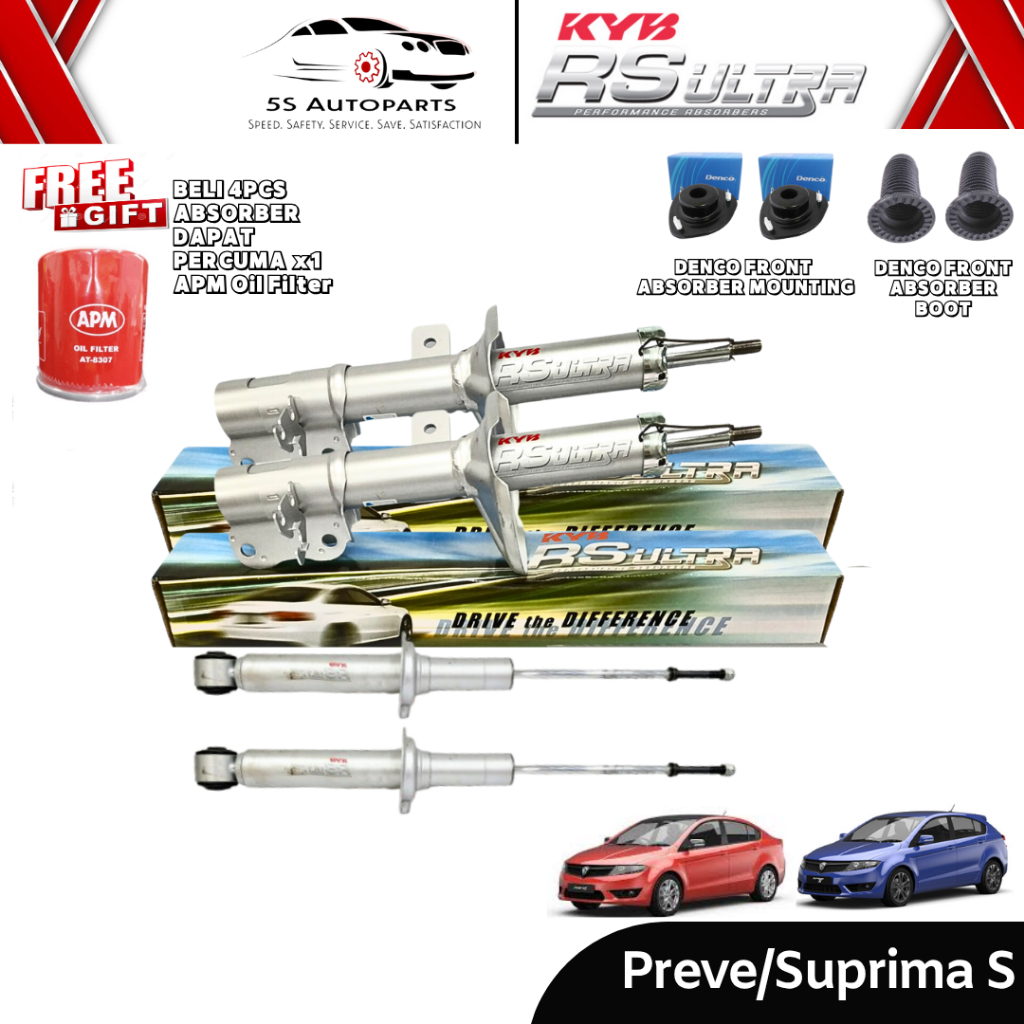 KYB RS ULTRA Proton Preve/ Suprima S (12'-25') Heavy Duty Front & Rear ...