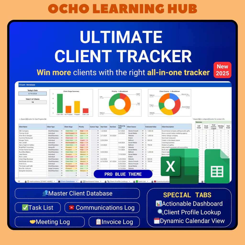 Ultimate Client Management Tracker for Business Owners — CRM, Tasks ...