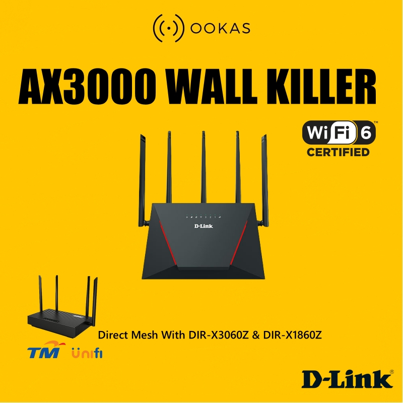 D-Link DIR-X3000Z AX3000 WiFi 6 Router | Support D-Link Mesh | TM Unifi ...