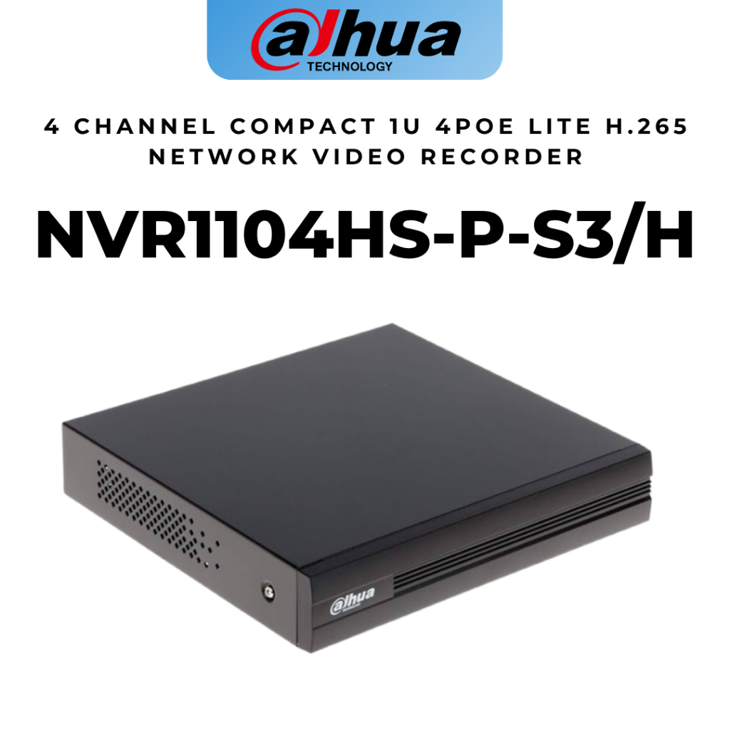 Dahua CCTV IP NVR 4CH Compact 1U 1HDD Lite H.265 Network Video Recorder ...