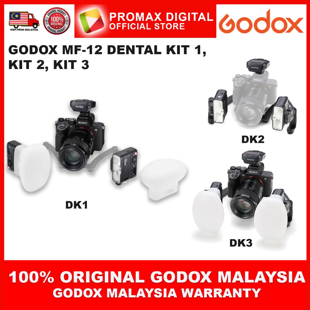 Godox MF12-DK1 / MF12-DK2 / MF12-DK3 Dental Macro Flash Kit Twin Dental ...