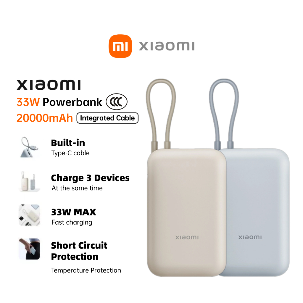 Xiaomi Built-in Cable Power Bank 20000mAh Pocket Version 33W Two—Way ...