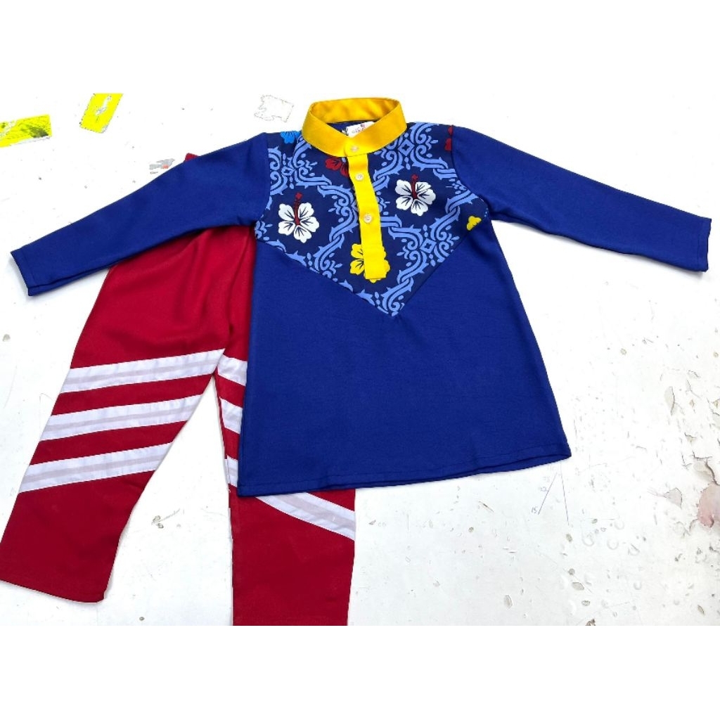 BAJU MELAYU SONGKET BIRU BAJU MERDEKA BAJU JALUR GEMILANG | Shopee Malaysia