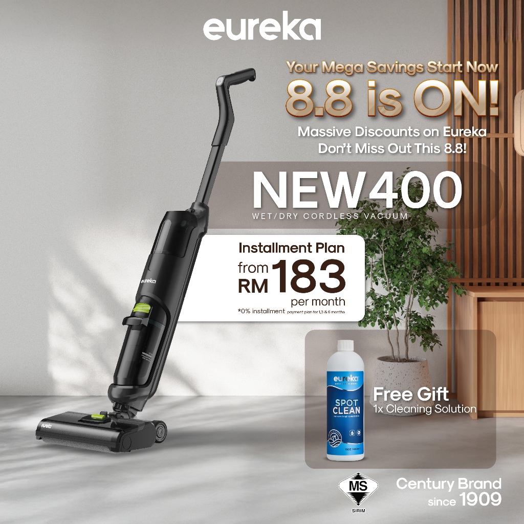 Eureka NEW400 Cordless Wet/Dry Vacuum Cleaner | Self-Cleaning System | Dual-Tank System Vakum ...