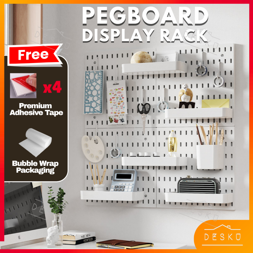 Pegboard Wall Shelf Display Rack 洞洞板 Pegboard Organizer Rak Dinding ...
