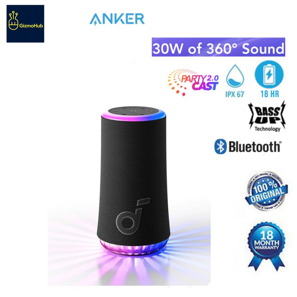 Glow Portable Speaker Anker A3166 Soundcore with 30W 360° Sound ...