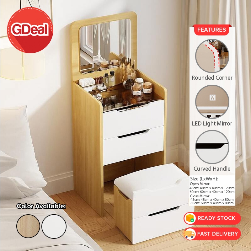 GDeal Dressing Table Set With LED Light Makeup Table Mirror Drawer ...