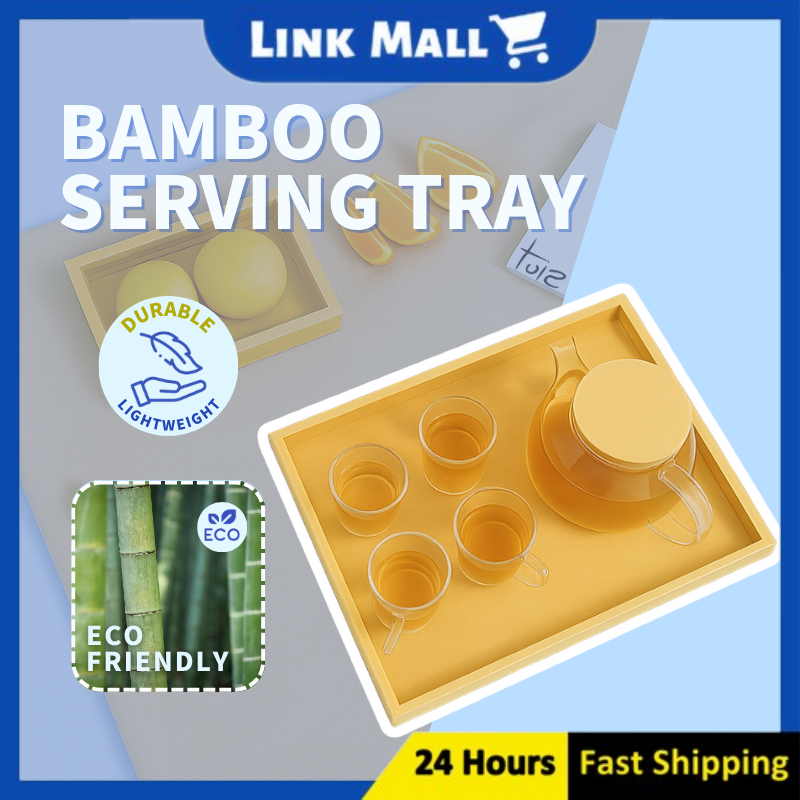 LINK Tray Rectangular Bamboo Handmade Serving Tray Tray Food Tray ...