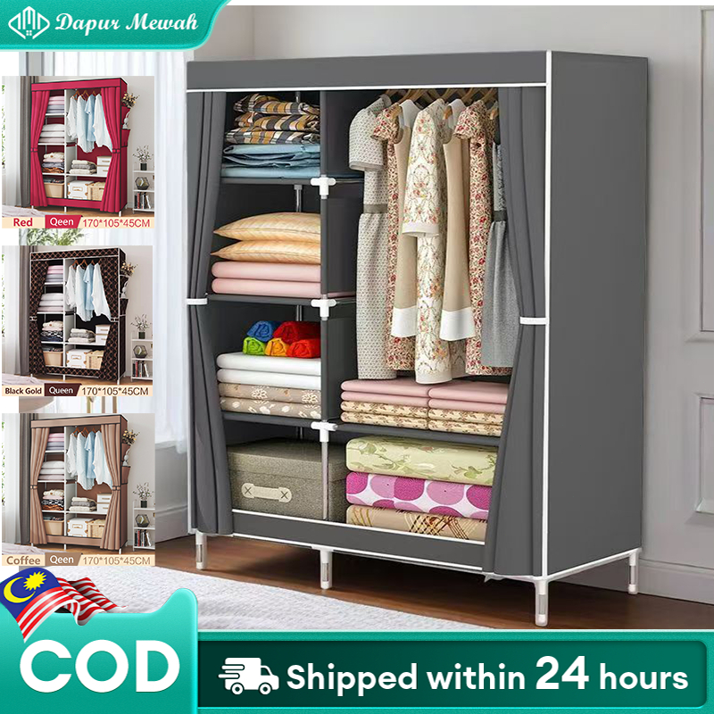 Wardrobe Almari Baju Rak Baju Clothes Organization Storage Rack Cabinet ...