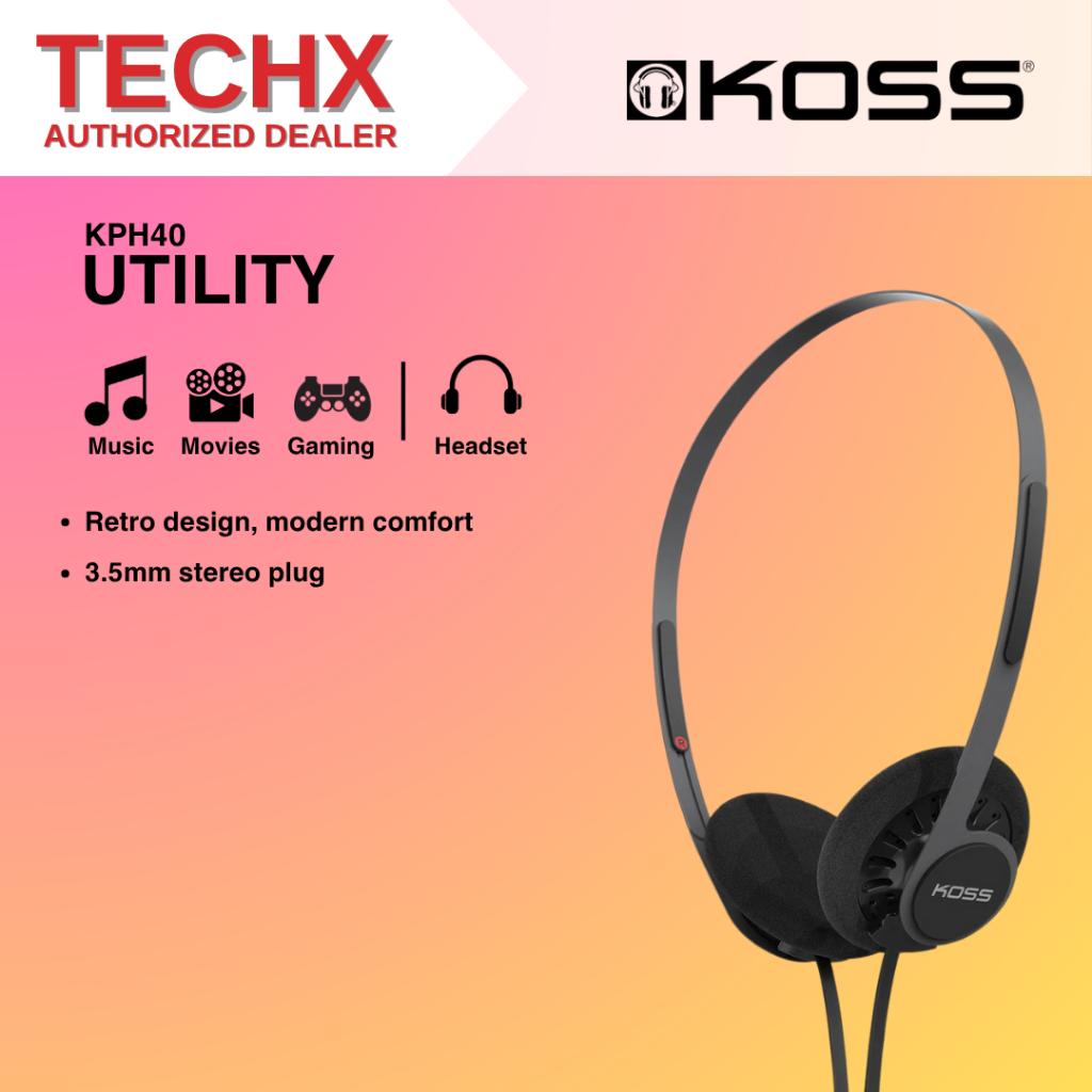 Koss KPH40 Utility – Lightweight Open-Back On-Ear Headphones with ...