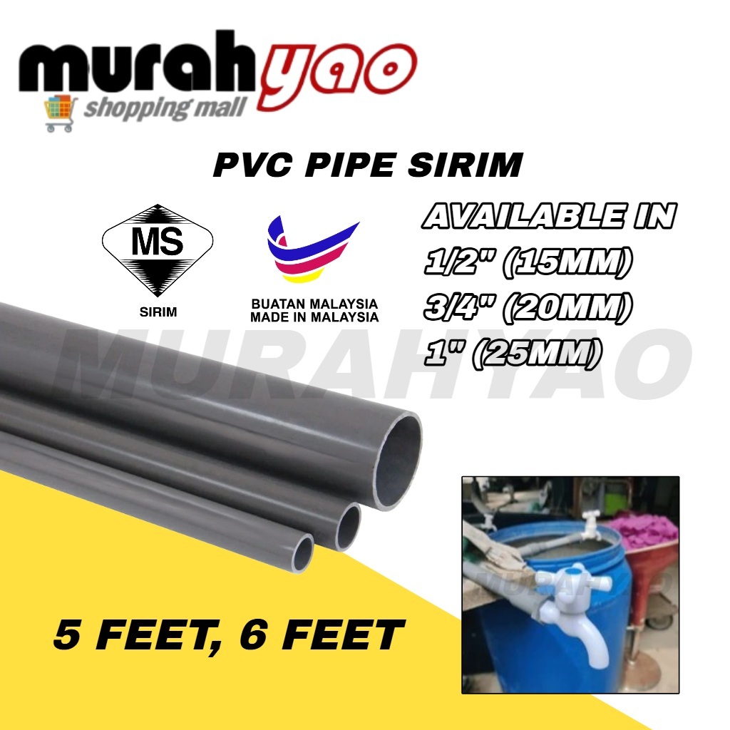 (SELL WITH FEET) 1/2",3/4",1" 5 Feet-6 Feet PVC Pipe SIRIM/PVC Grey Pipe/Paip PVC Kelabu SIRIM ...
