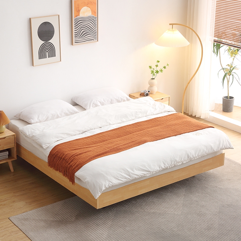 Suspended Solid Wood Bed katil queen Japanese tatami katil king Student ...