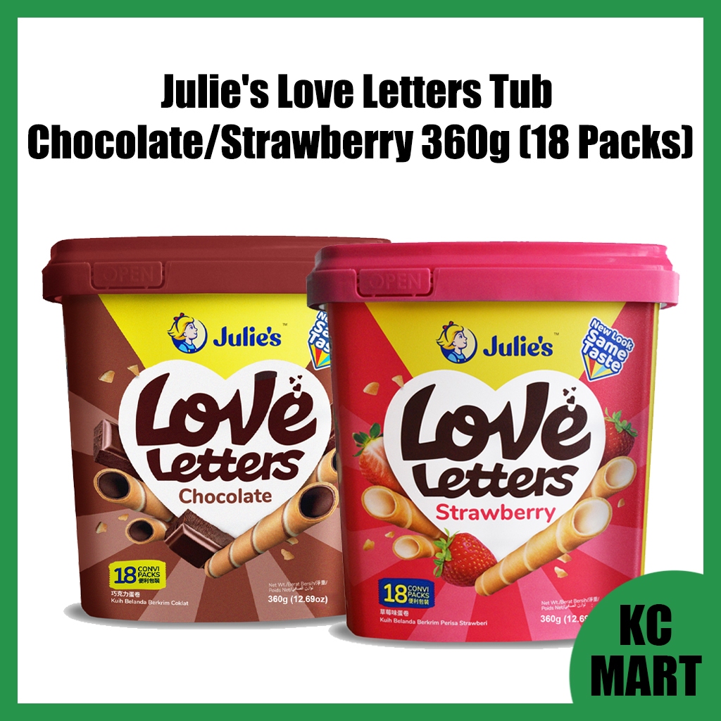 Julie's Love Letters Tub Chocolate/Strawberry 360g (18 Packs) | Shopee ...