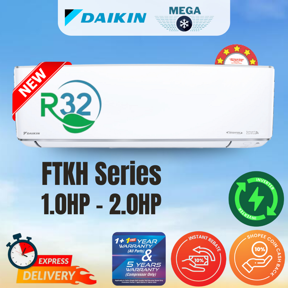 DAIKIN R32 INVERTER SMARTO 1.0HP ~ 2.0HP FTKH with WIFI ADAPTOR ...