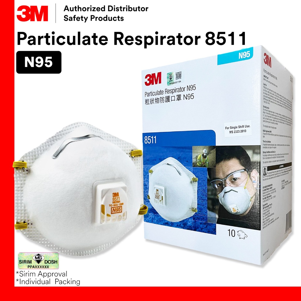 3M 8511 Heavy Duty N95 Particulate Disposable Respirator with Cool Flow ...