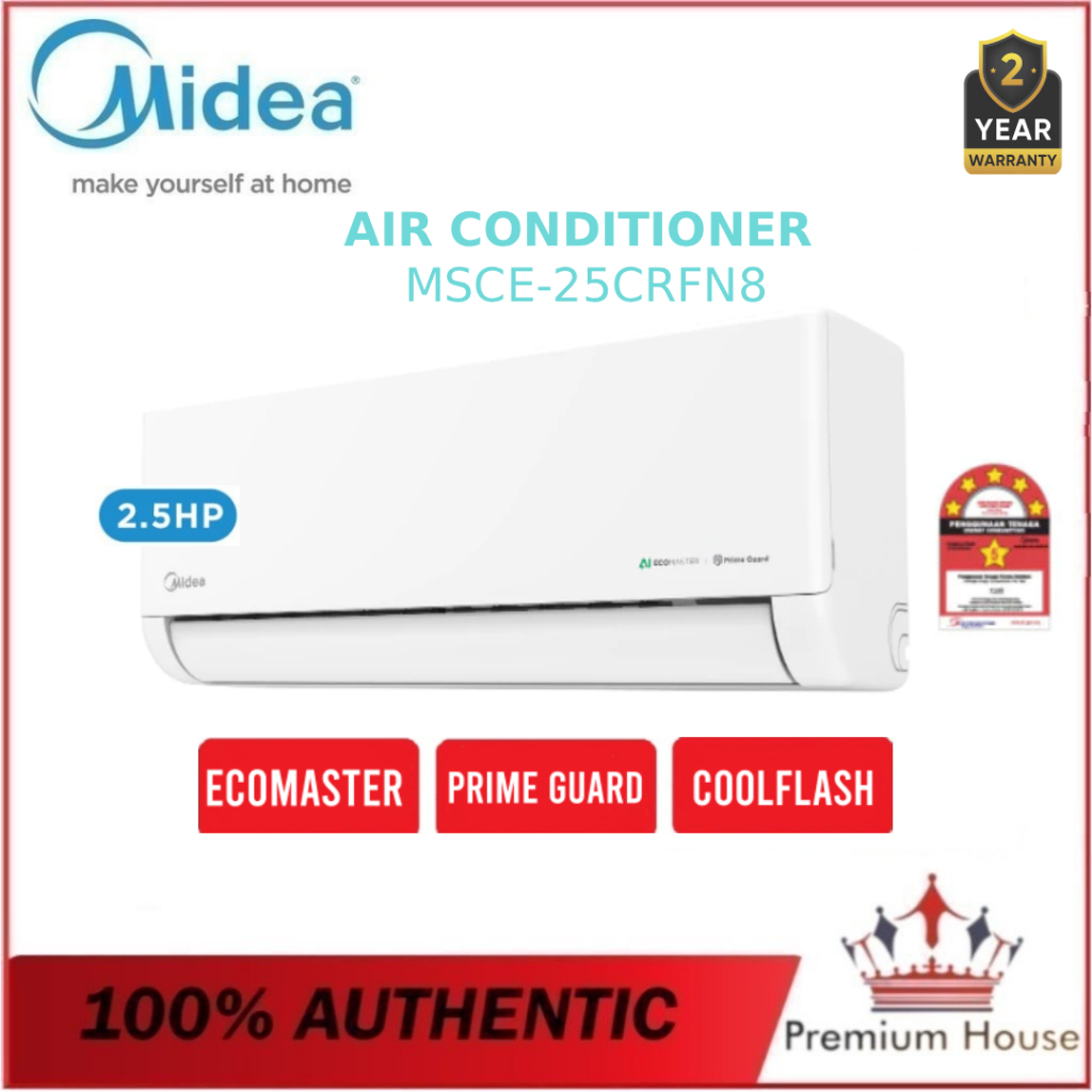 Midea (MSCE-25CRFN8) 2.5HP wall type air cond R32 Gas Inverter (New ...