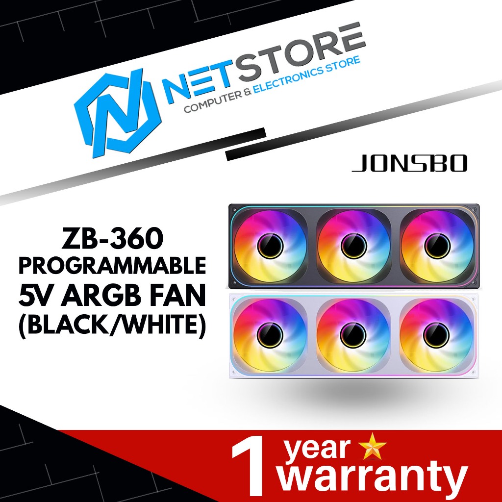 JONSBO ZB-360 PROGRAMMABLE 5V ARGB FAN (BLACK/WHITE) | Shopee Malaysia