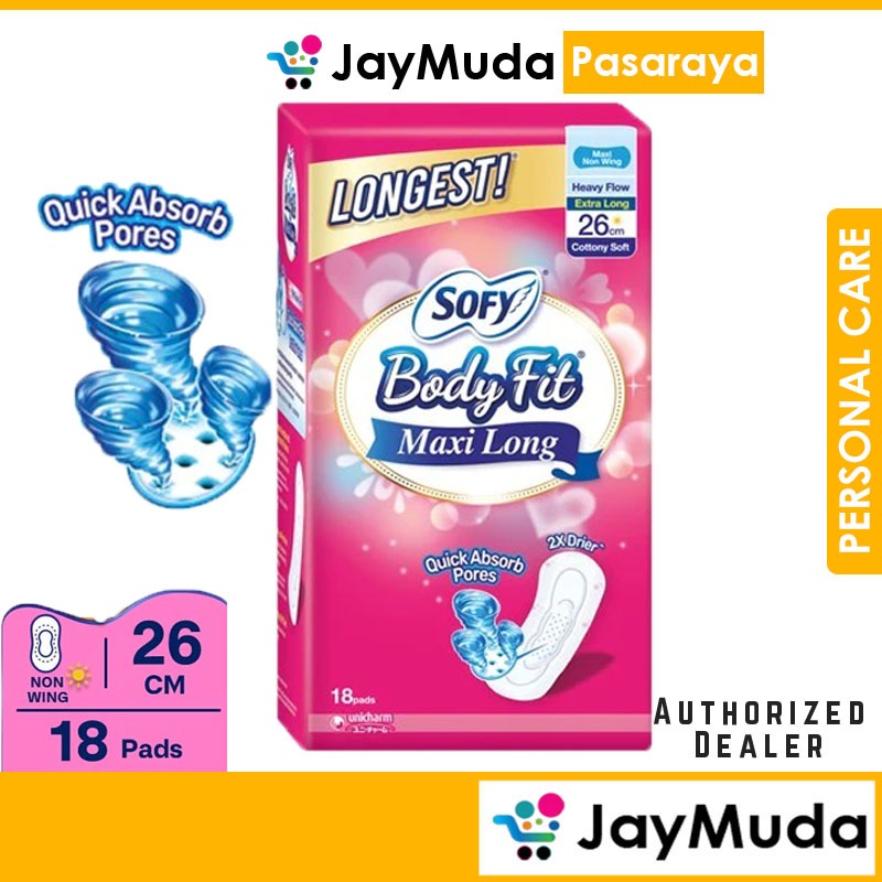 SOFY Sanitary Napkin Pads Body Fit Maxi Long 26cm 18 Pcs Quick Absorb ...