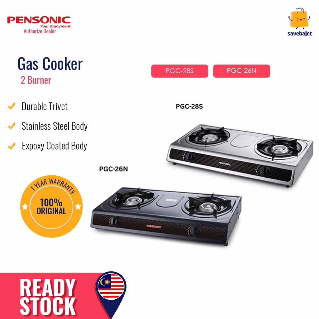 Pensonic Dapur Gas Double Burner Gas Stove PGC-28S PGC-26N | Shopee ...