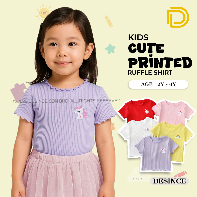 🇲🇾 DESINCE Kids Cute Printed Ruffle Shirt Baju Ruffle Bercetak Comel Kanak-Kanak KT 007 | Shopee ...